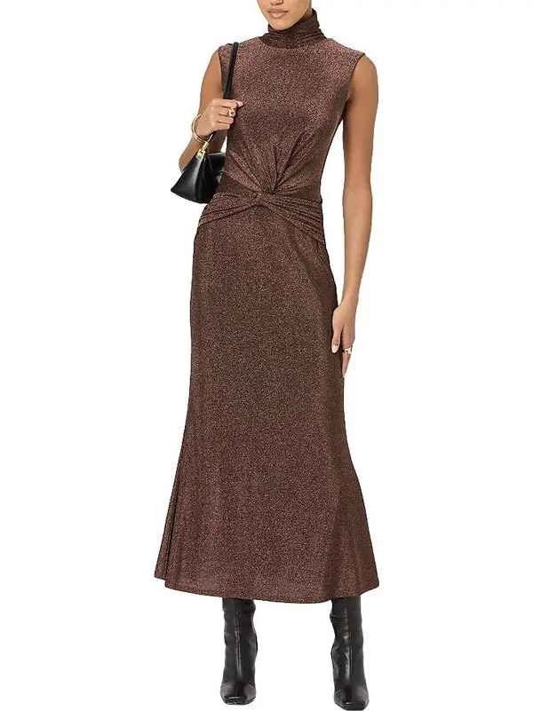 Astr The Label Riana Dress - Brown Metal