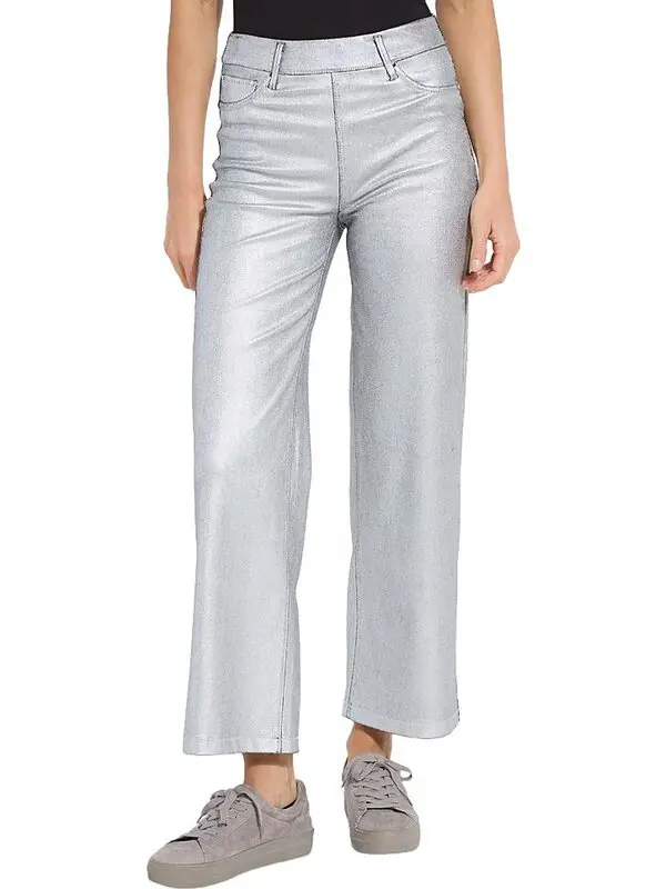 Lyssé Coated High-rise Wide-leg Jeans - Metallic Silver