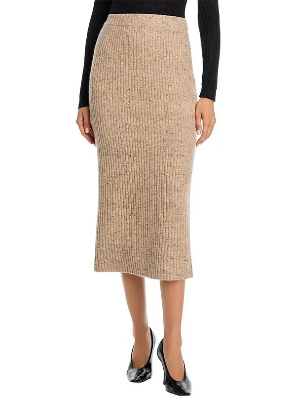 Co Wool Blend Ribbed Midi Skirt - Antelope