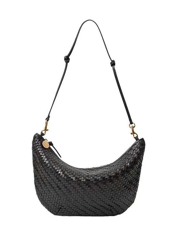 Clare V. Lune Woven Leather Shoulder Bag - Black