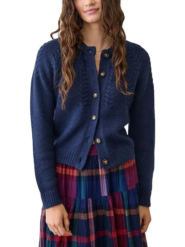 Marine Layer Everly Cable Knit Cardigan - True Navy