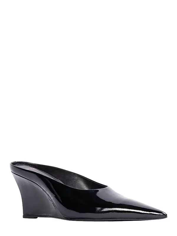 BLACK SUEDE STUDIO Pointed Wedge Pumps - Black Patent