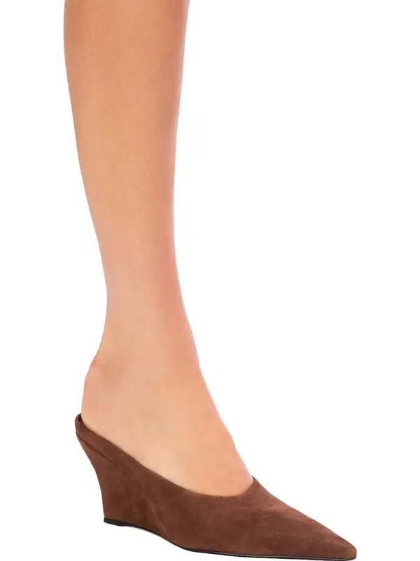 BLACK SUEDE STUDIO Pointed Wedge Pumps - Brownie