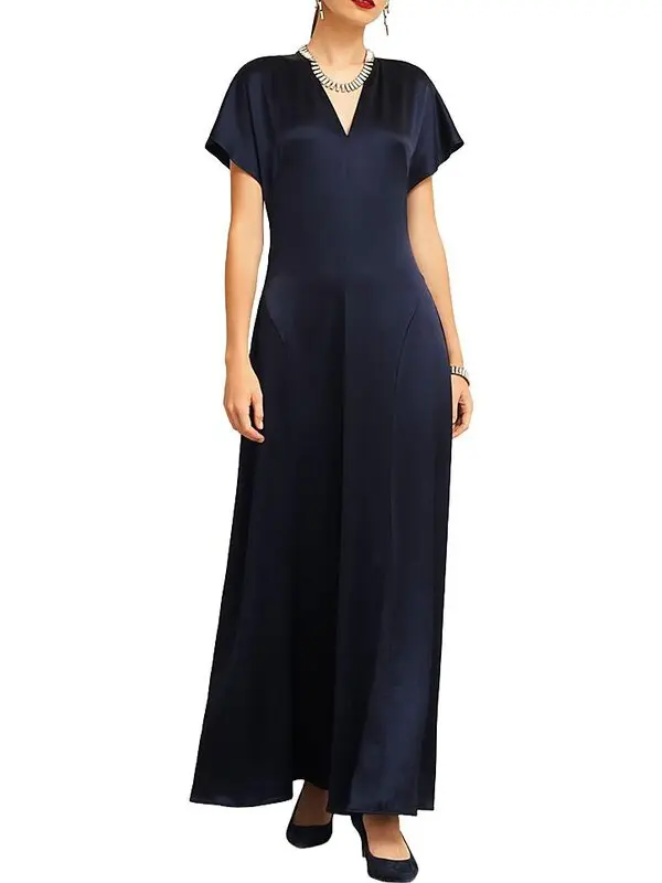 HOBBS LONDON Grace Fit & Flare Satin Dress - Midnight