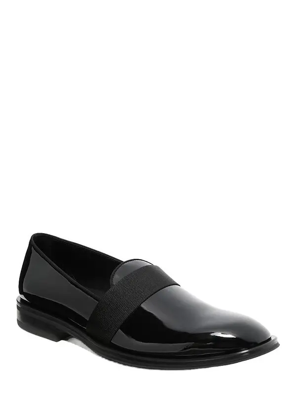 BOSS Derrek Patent Leather Loafers With Ribbon - Black