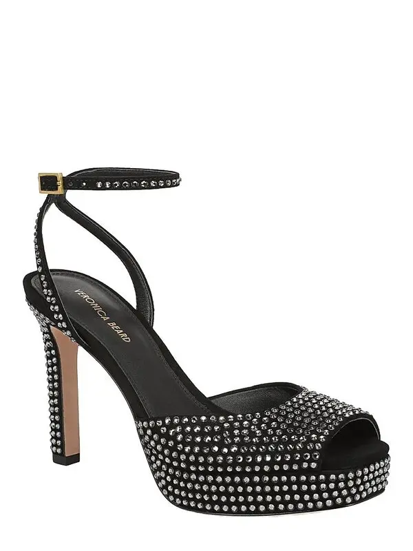 Veronica Beard Brianne Embellished Platform Sandals - Black
