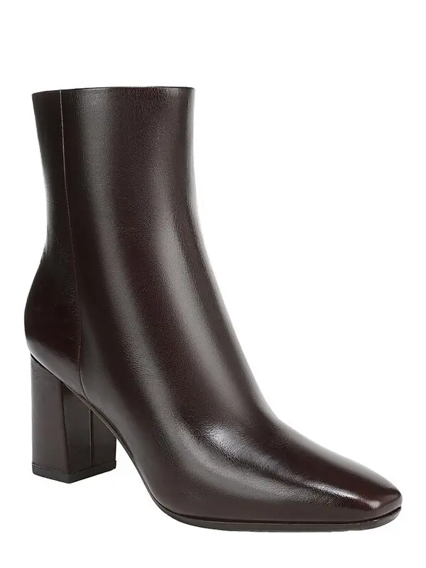 Veronica Beard Cera Leather Booties - Dark Raisin
