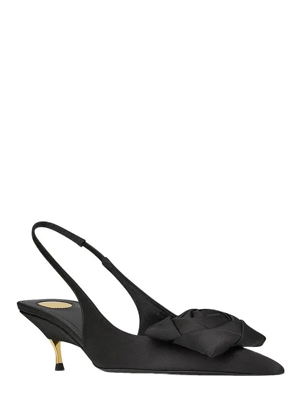 Saint Laurent Dakota Slingback Pumps - Black - Satin Crepe
