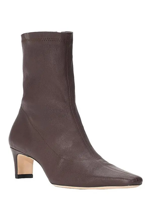Staud Leather Sock Ankle Boots - Espresso