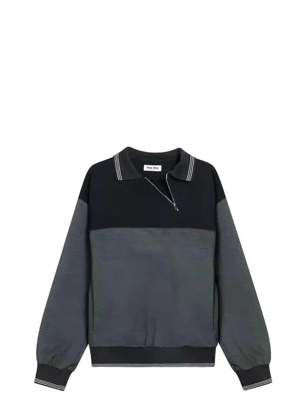 Miu Miu Colourblock Zip Sweatshirt - Grey