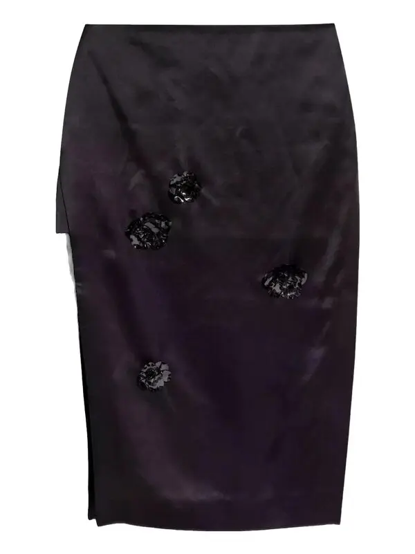Casablanca Floral-detail Midi Skirt - Black