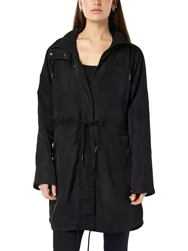 P.E Nation Down Drawstring Hooded Jacket - Black