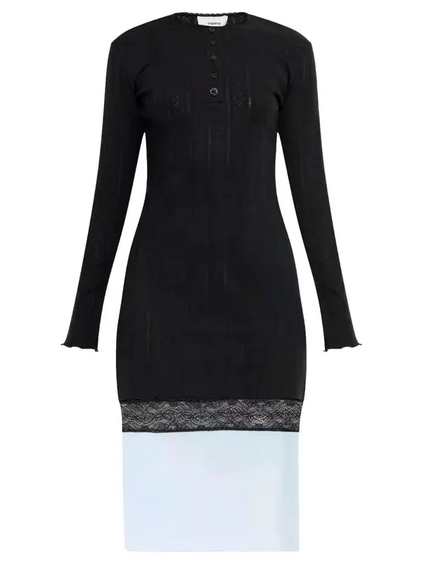 Coperni Lace-trim Midi Dress - Black