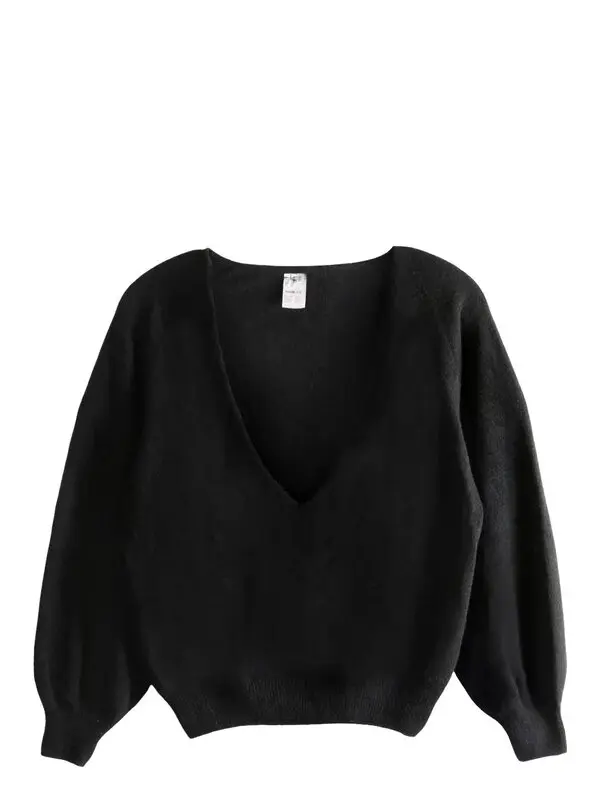 BASERANGE V-neck Long Sleeve Top - Black