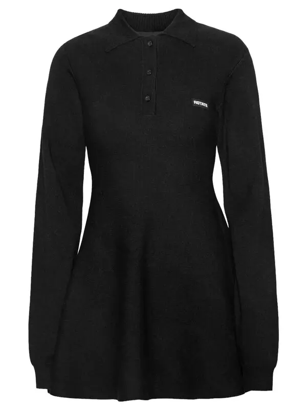 ROTATE BY BIRGER CHRISTENSEN Polo-collar Mini Dress - Black