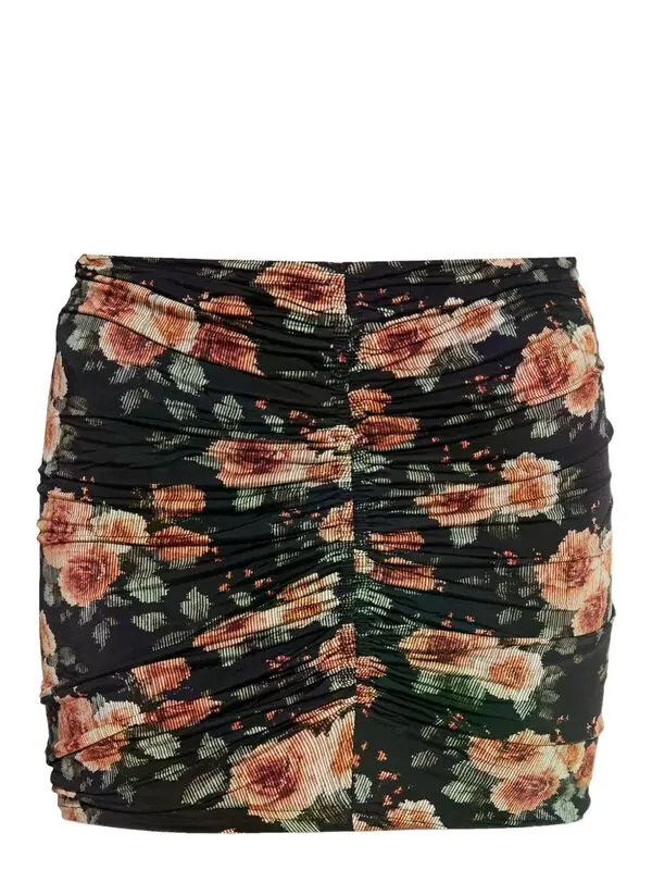 IRO PARIS Ruched Floral Print Skirt - Black