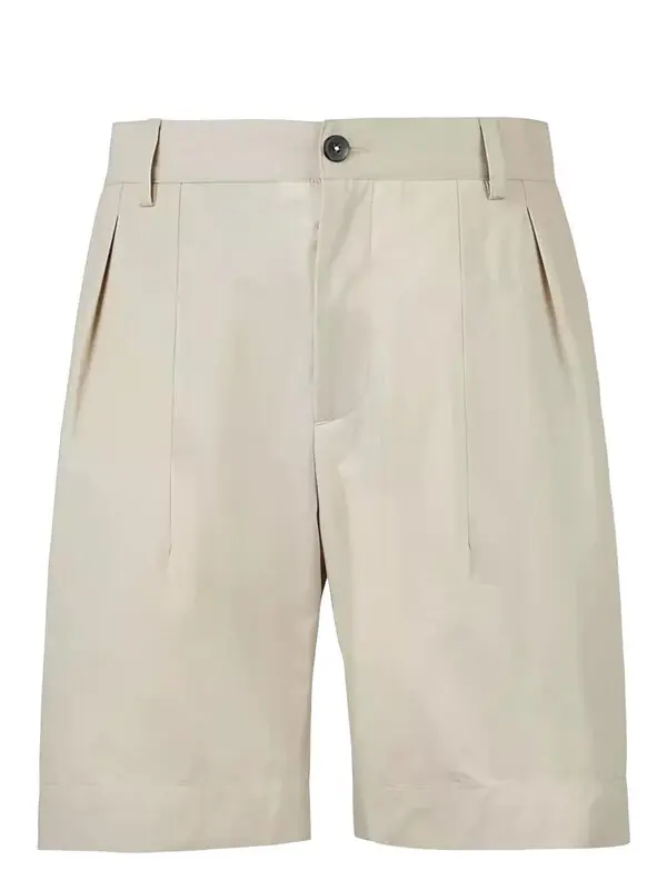 Sease Pleated-front Cotton Shorts - Neutrals