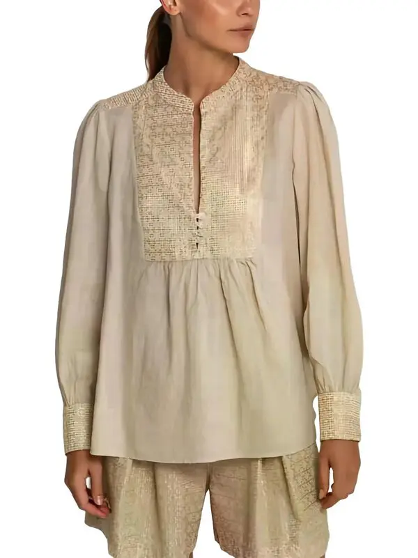 Greek Archaic Kori Cross-print Blouse - Neutrals