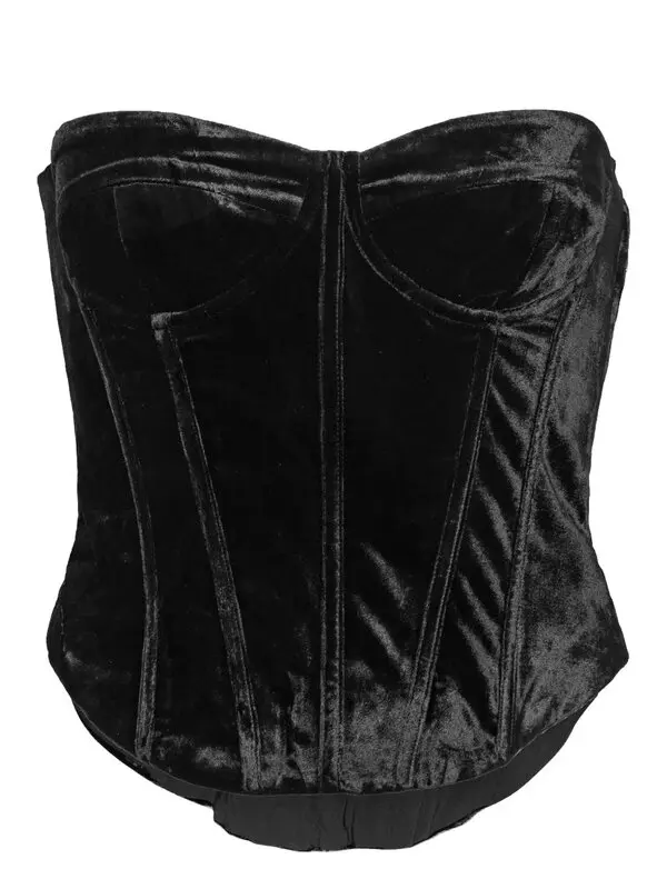 ROTATE BY BIRGER CHRISTENSEN Velvet Bustier Top - Black