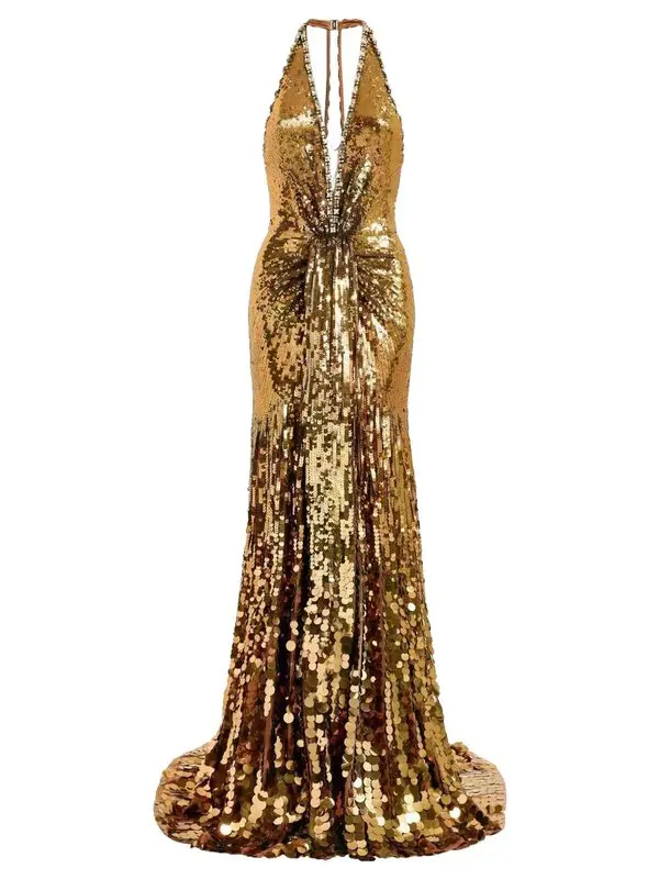 Jenny Packham Lisette Sequin-embellished Maxi Dress - Gold