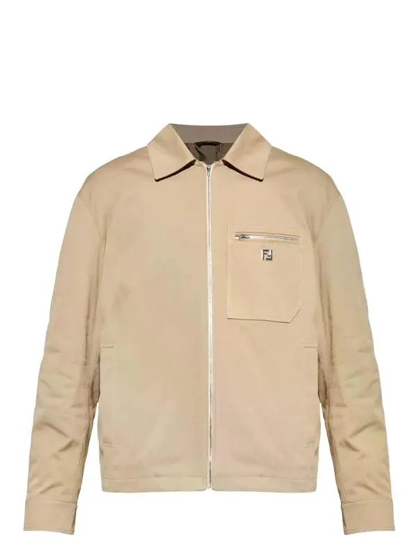 Fendi Zip-up Jacket With Chest Pocket - Neutrals