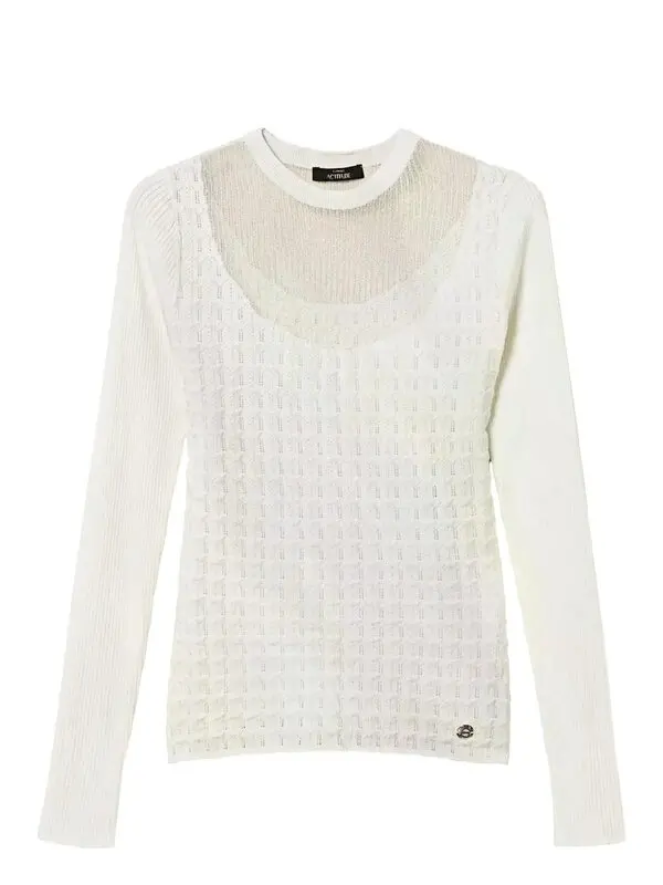 TWINSET Long Sleeve See-through Sweater - White