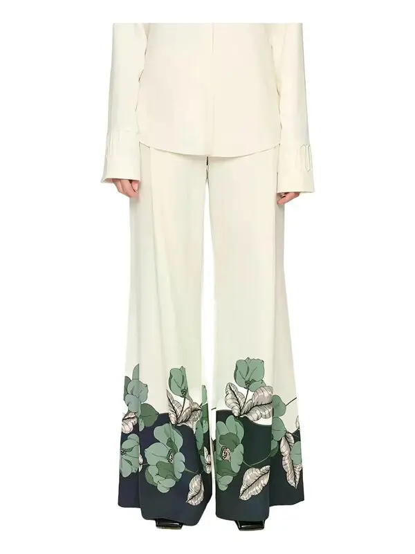 Clea Floral Wide-leg Trousers - Neutrals