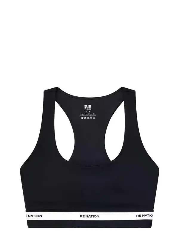 P.E Nation Avant Racerback Logo-band Sports Bra - Black