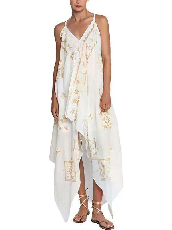 Greek Archaic Kori Lefkada Asymmetrical Dress - White