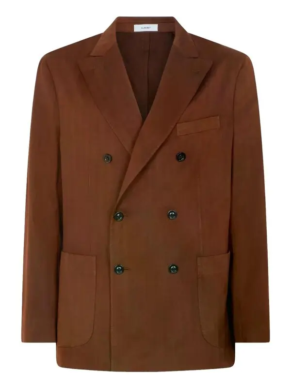 Boglioli Double-breasted Herringbone Blazer - Brown