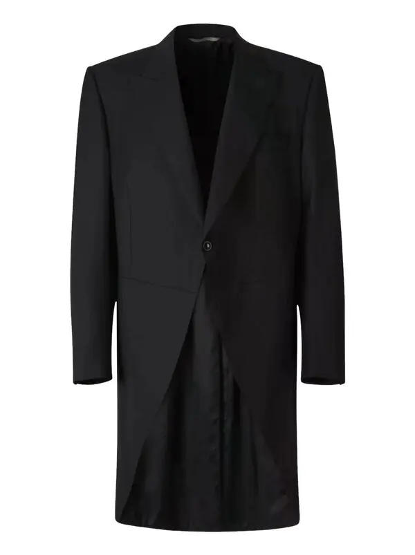 Canali Plain Wool Morning Coat - Black