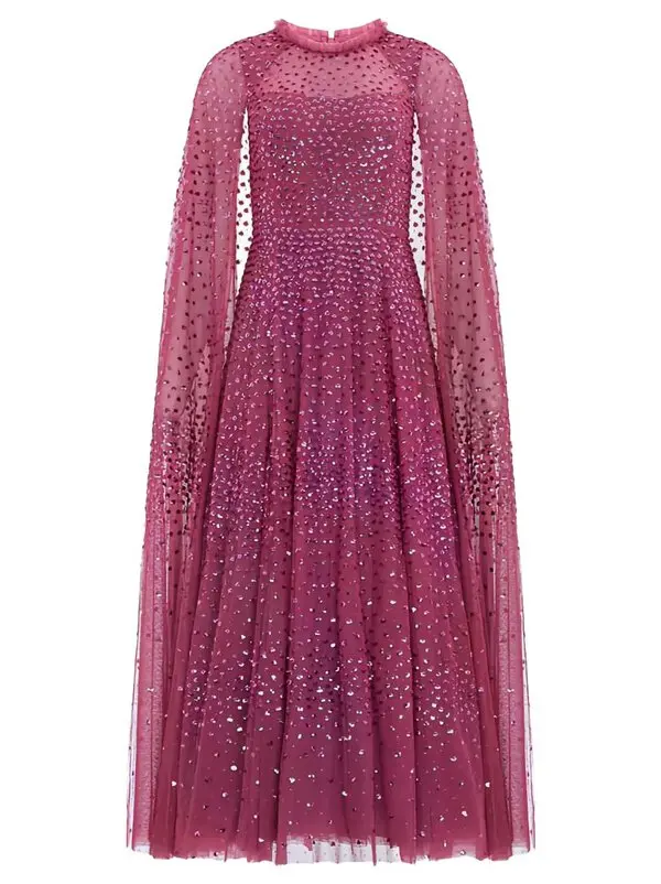 NEEDLE & THREAD Dotted Cape Maxi Dress - Pink