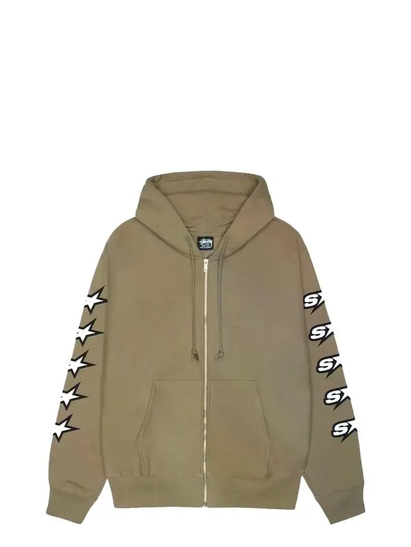StÜssy Star-print Zip-up Hoodie - Neutrals