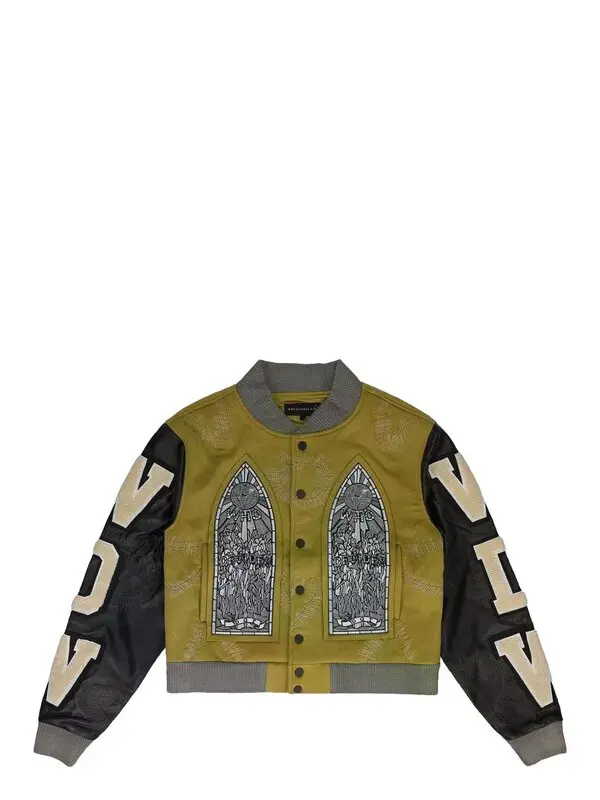 WHO DECIDES WAR BY EV BRAVADO Namesake Varsity Jacket - Green