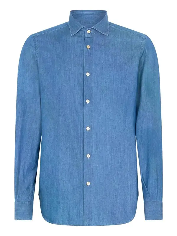 Boglioli Long-sleeved Denim Shirt - Blue