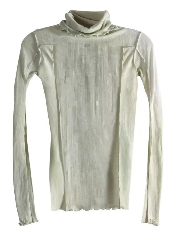 BASERANGE Ruffled Long Sleeve Blouse - Green