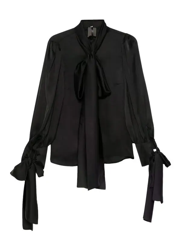 RHIZOME Bow-tie Silk Blouse - Black