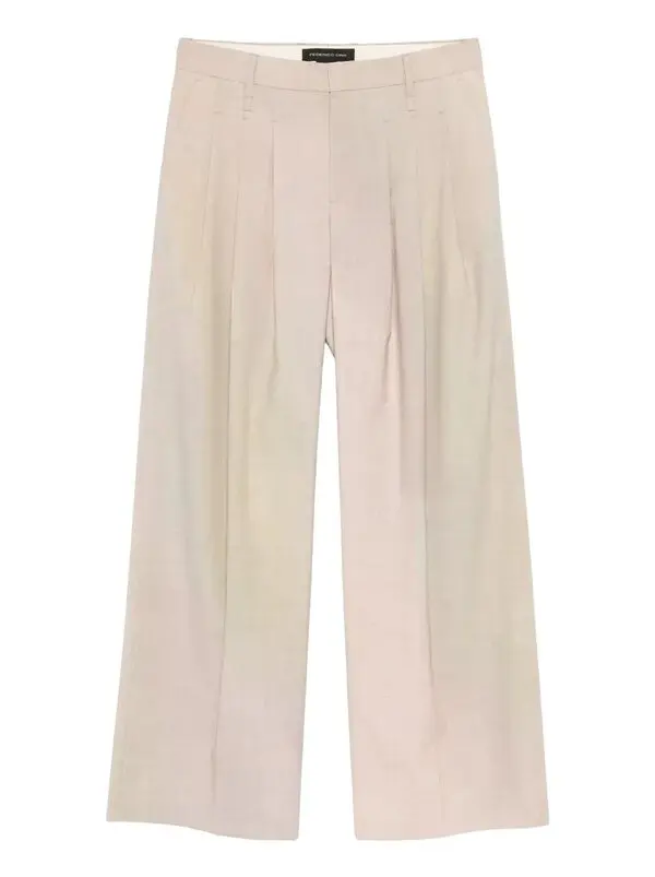 FEDERICO CINA Pleat-detail Linen Trousers - Neutrals