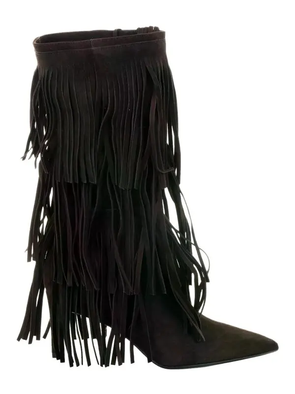 CHANTAL Fringe Suede Boots - Brown