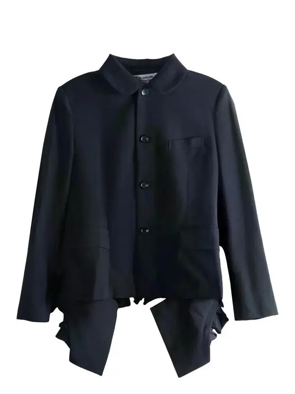 Comme Des Garçons Wool Ruffled Fitted Jacket - Black
