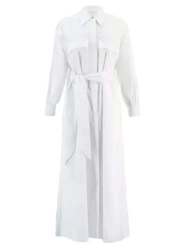 Sú Belted Shirt Dress - White