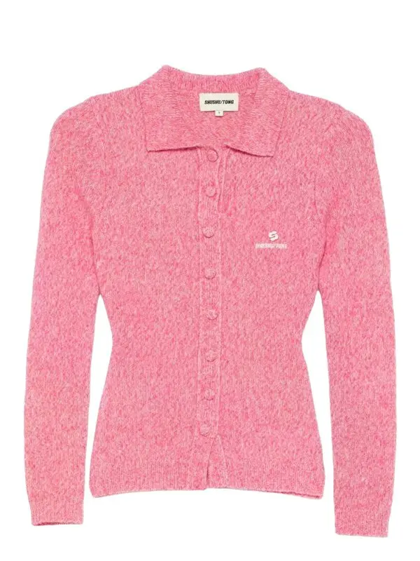 SHUSHU/TONG Polo-collar Cardigan - Pink