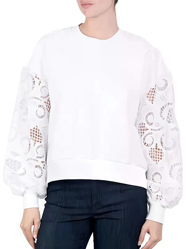Cinq À Sept Lace-sleeve Top - White