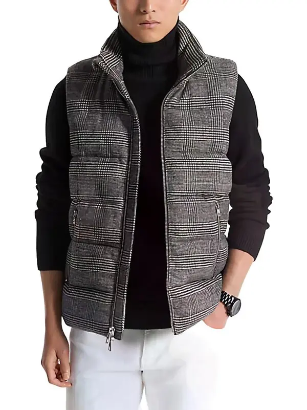 Michael Kors Plaid Padded Vest - Grey