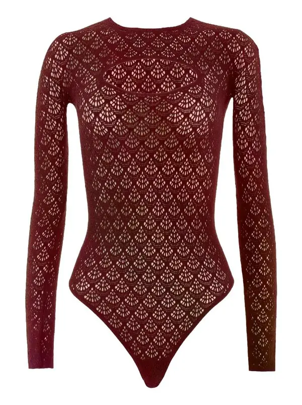 Wolford Net-pattern Long-sleeve Bodysuit - Red