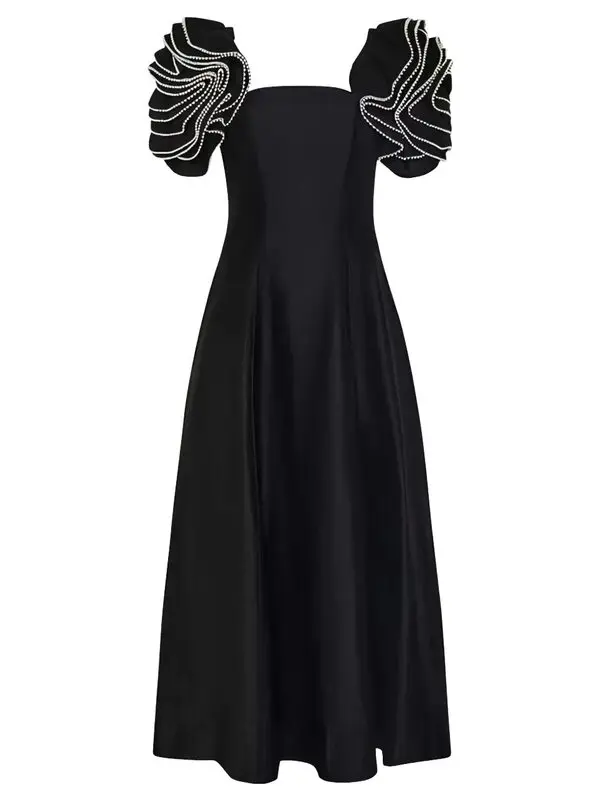Aje Twyla Ruffled Midi Dress - Black