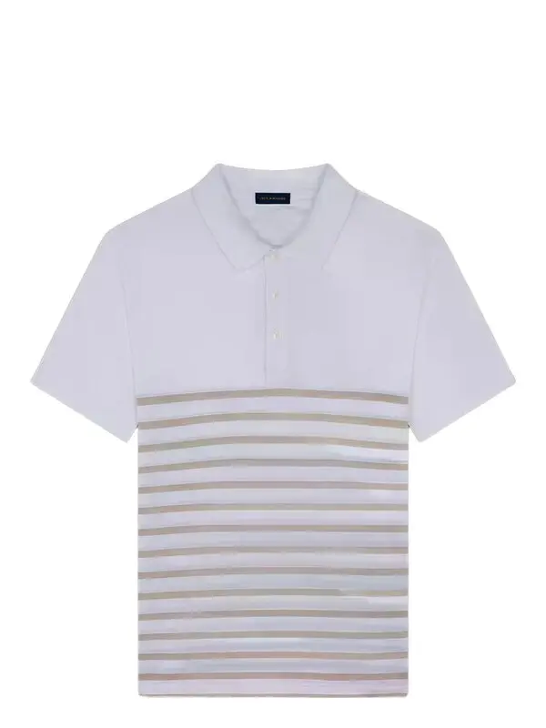 Paul & Shark Striped Knitted Polo Shirt - White