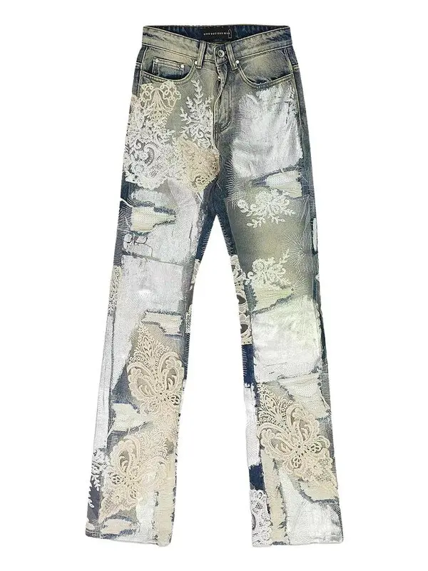 WHO DECIDES WAR BY EV BRAVADO Metal Lace-embellished Jeans - Blue