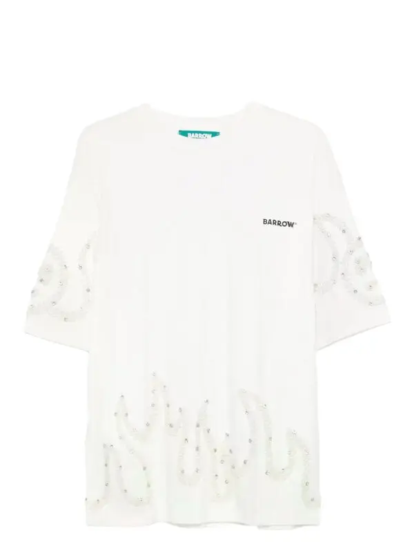 BARROW Crystal-embellished Short-sleeve T-shirt - White
