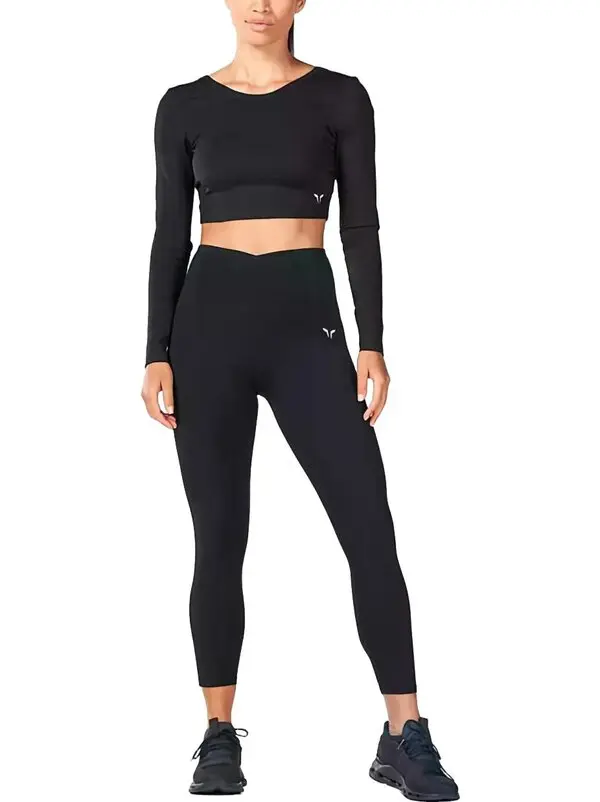 SQUATWOLF Long-sleeve Scoop-back Crop Top - Black